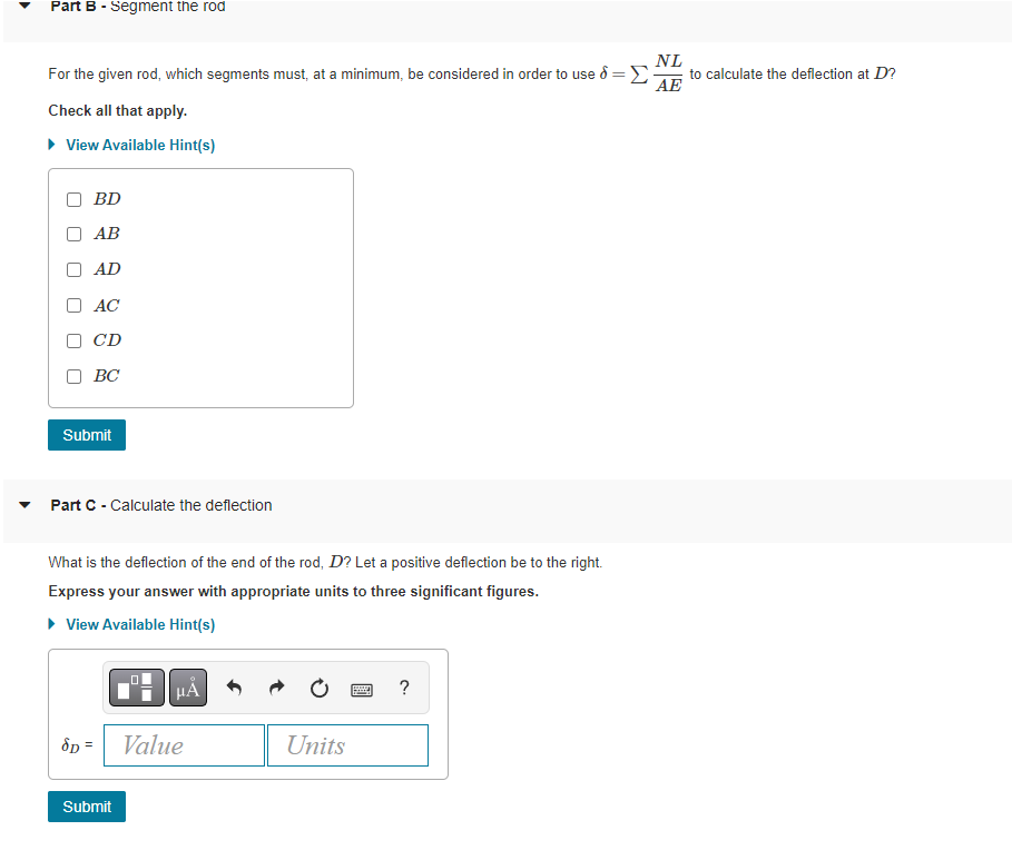 Solved Learning Goal: To calculate the elastic deflection in | Chegg.com