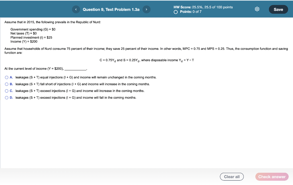Solved Govemment spending (G)=$0 Net taxes (T)=$0 Planned | Chegg.com