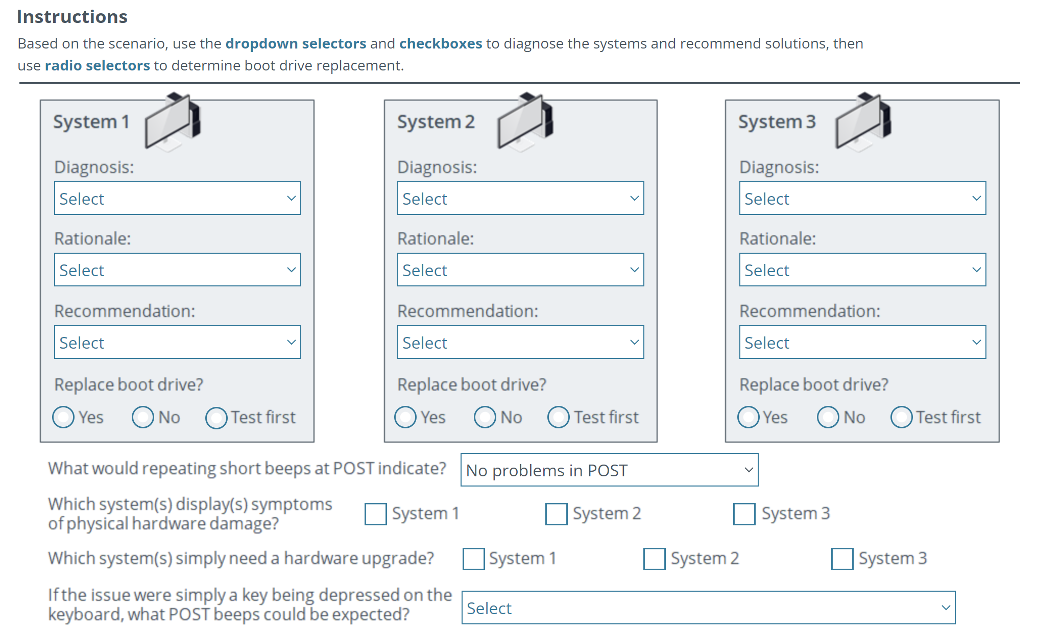 Instructions Based on the scenario, use the dropdown | Chegg.com Instructions Based on the scenario, use the dropdown | Chegg.com