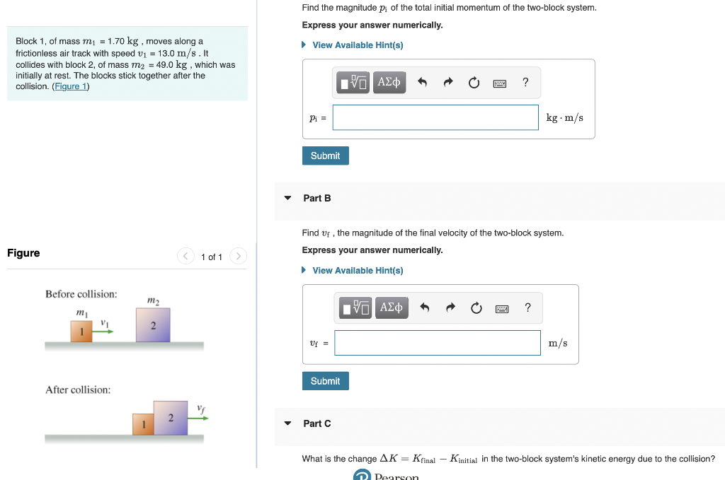 Solved Find the magnitude piˉ of the total initial momentum | Chegg.com