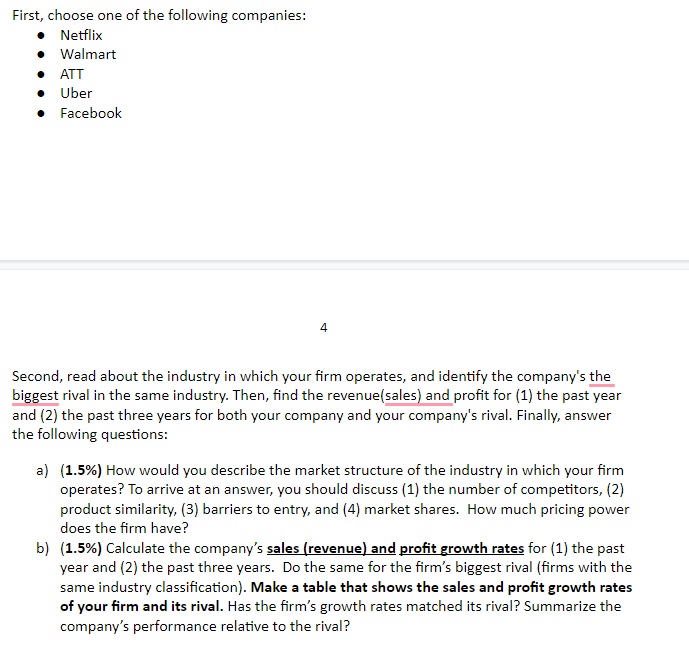 Solved First, choose one of the following companies: Netflix | Chegg.com