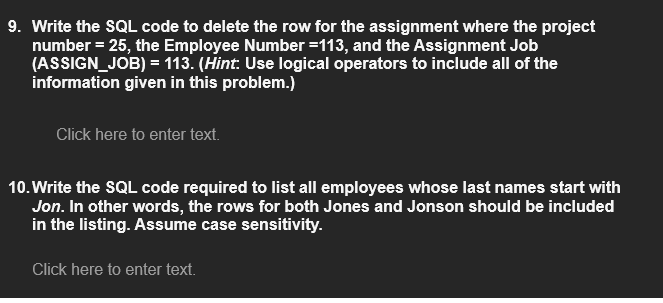 Solved 9. Write the SQL code to delete the row for the | Chegg.com