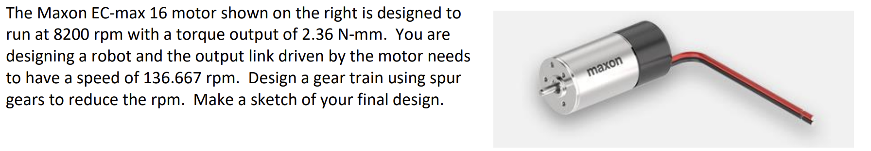 Solved The Maxon EC-max 16 motor shown on the right is | Chegg.com