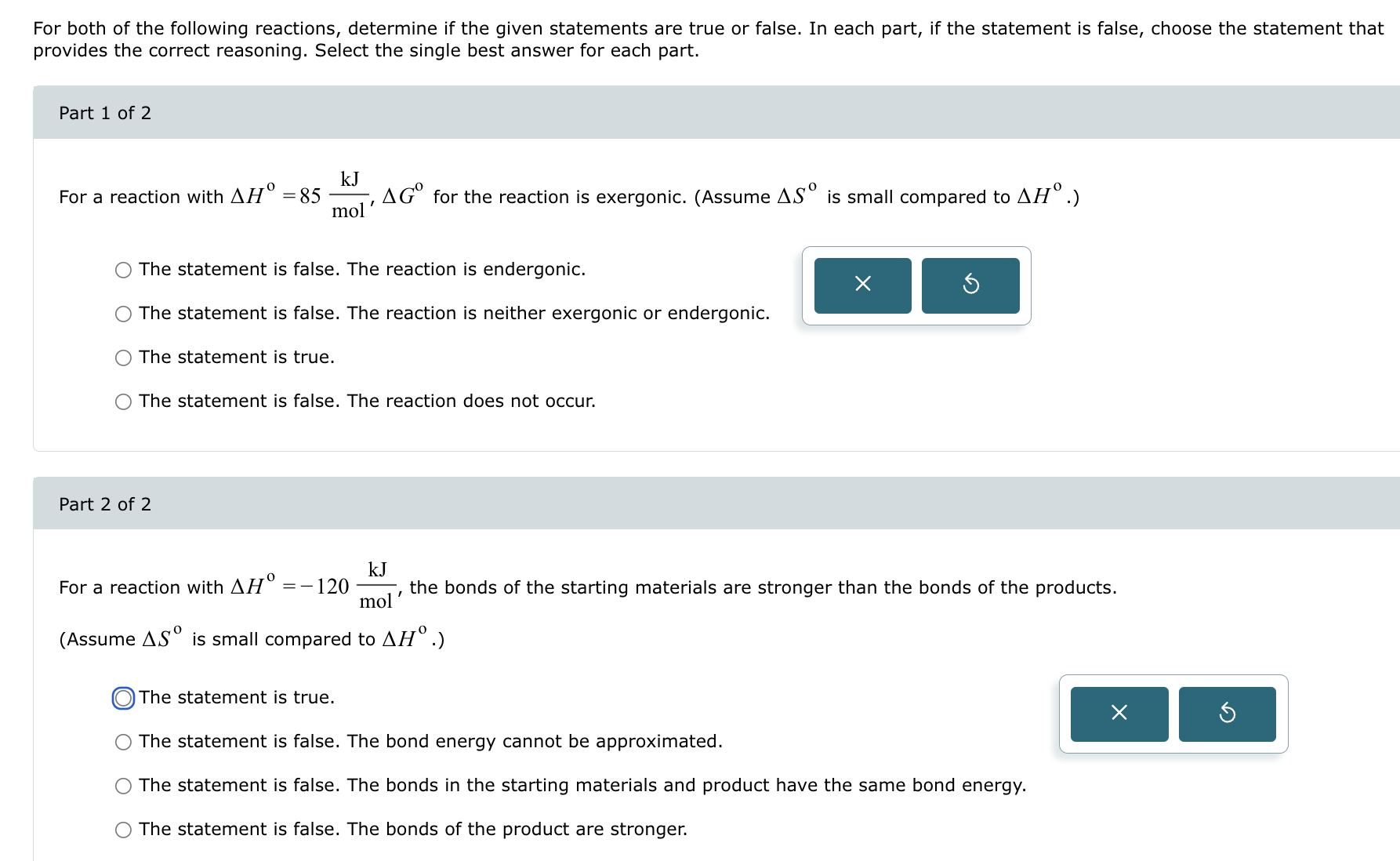 Solved For Both Of the Following Reactions Determine If