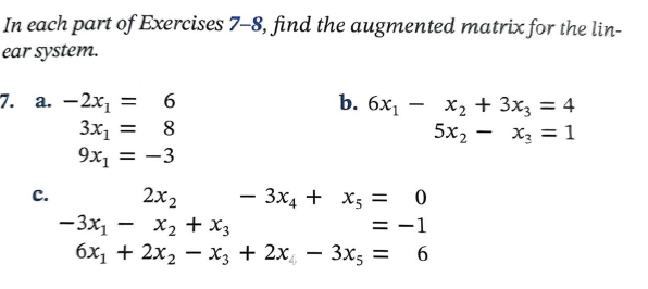 Solved In each part of Exercises 7-8, find the augmented | Chegg.com