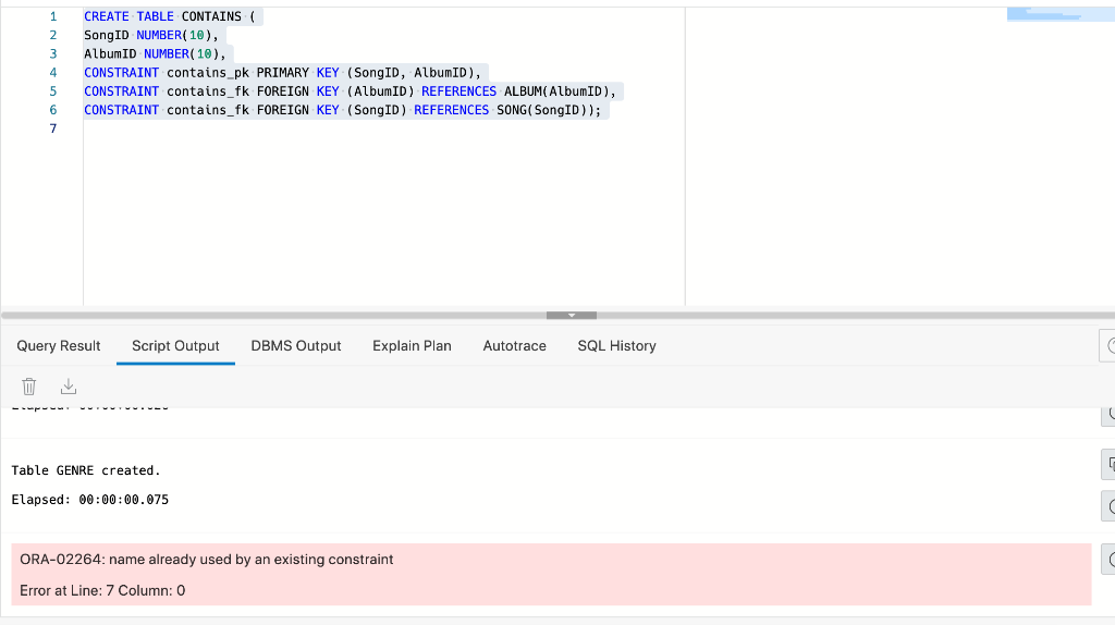 Solved \( \begin{array}{ll}1 & \text { CREATE TABLE | Chegg.com