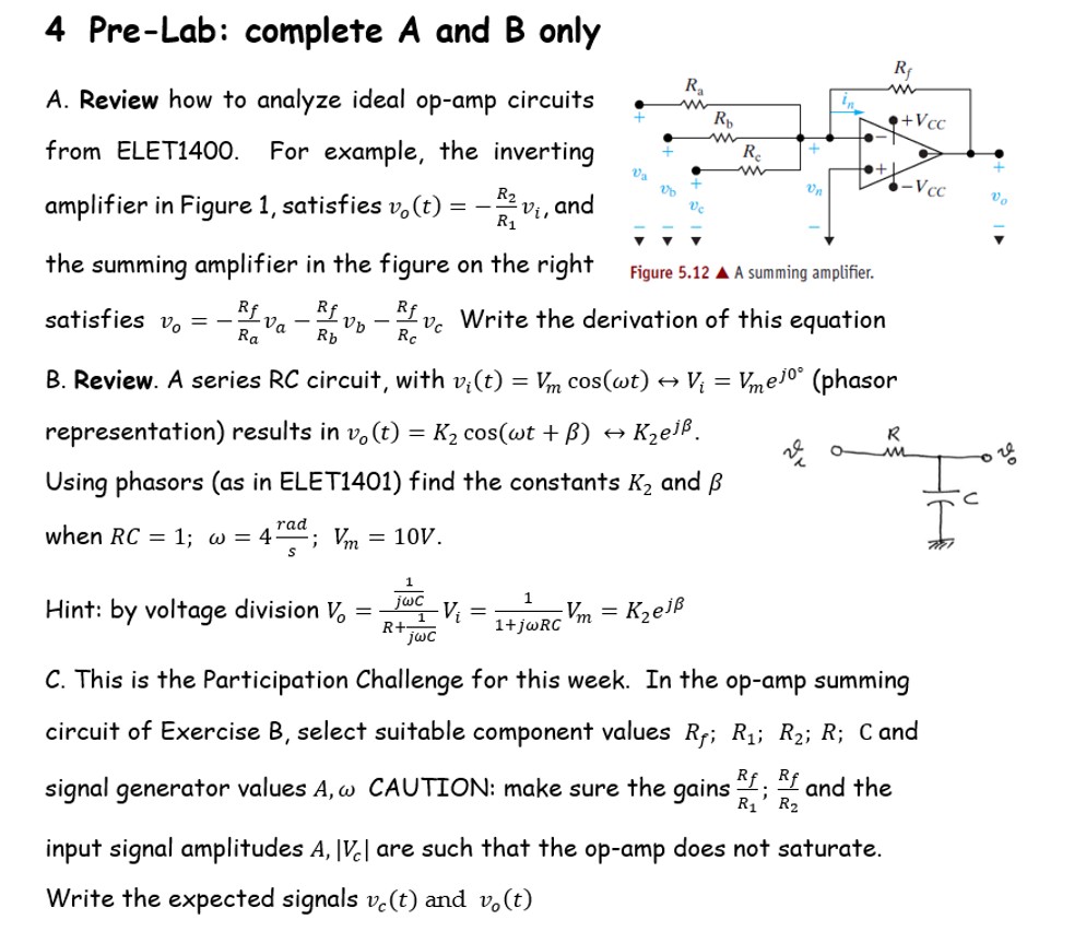 Solved 4 ﻿Pre-Lab: complete A and B onlyA. ﻿Review how to | Chegg.com