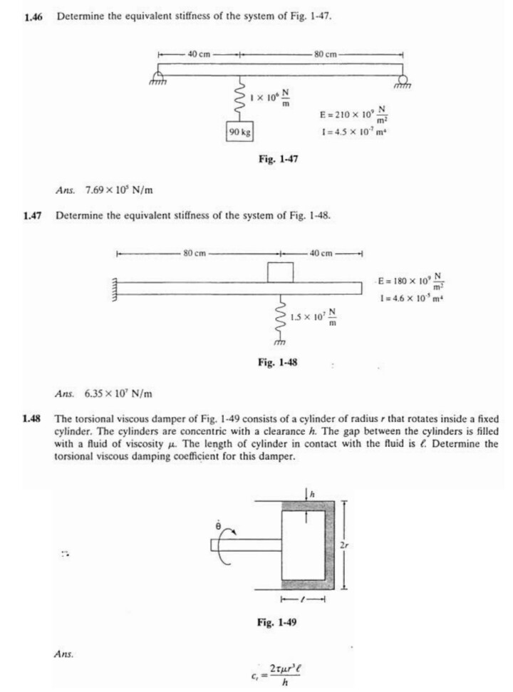 Solved 1.46 Determine the equivalent stiffness of the system | Chegg.com