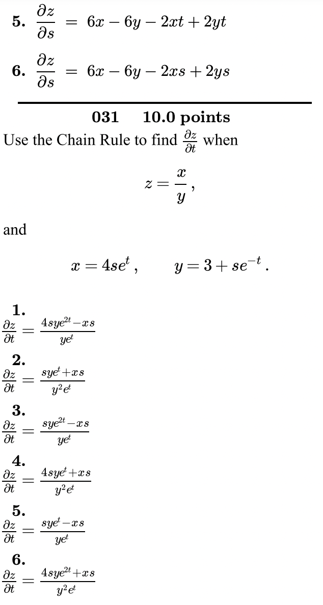 Solved მz Use the Chain Rule to find when as 2 = 12 — 29 + | Chegg.com