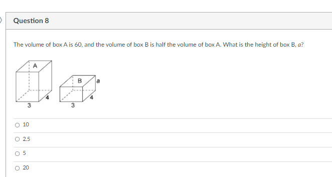 Solved Question 8 The volume of box A is 60, and the volume | Chegg.com