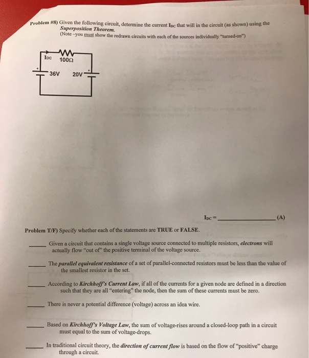 Solved Given the following circuit, determine the current | Chegg.com