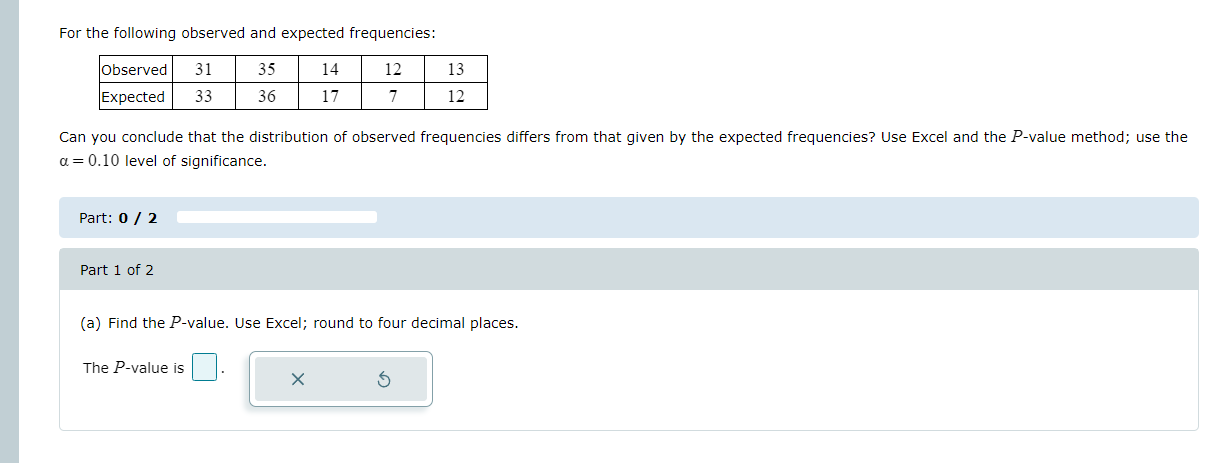Solved For the following observed and expected | Chegg.com
