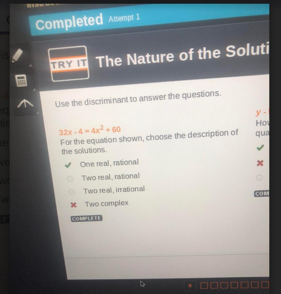 Solved Use the discriminant to answer the questions. | Chegg.com