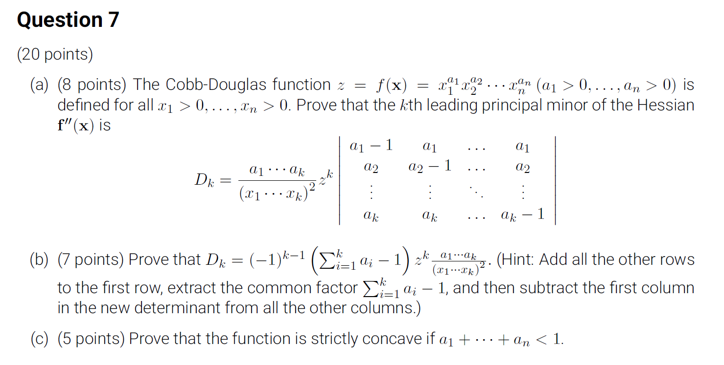 Solved (a) (8 ﻿points) ﻿The Cobb-Douglas function ) | Chegg.com