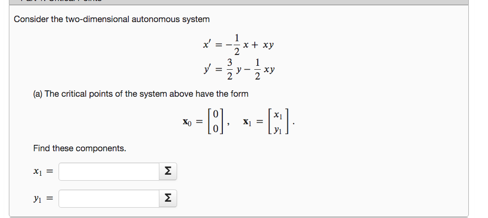 Solved Consider the two-dimensional autonomous system x' =-x | Chegg.com