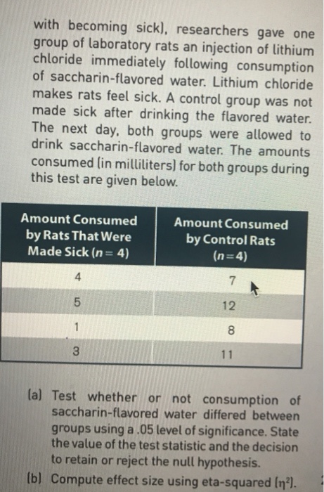 Solved To demonstrate flavor aversion learning (that is, | Chegg.com