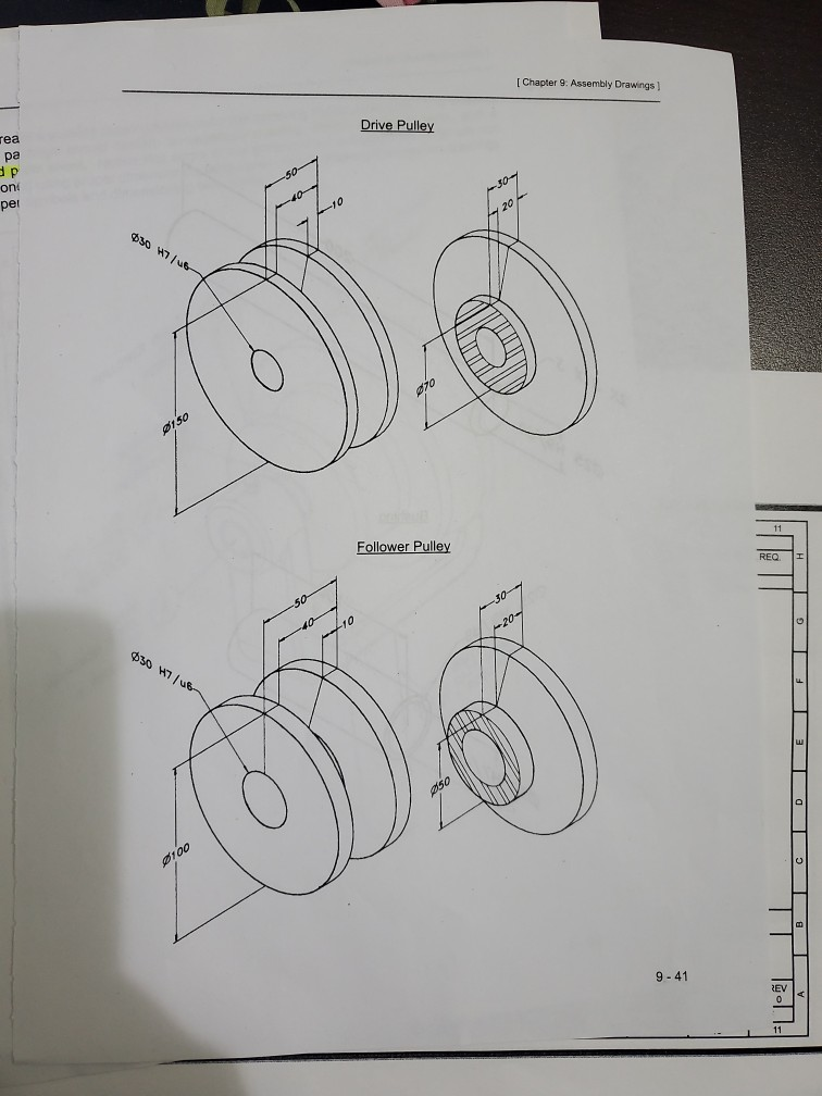 Solved Chapter 9: Assembly Drawings! Drive Pulley $30 71 150 | Chegg.com