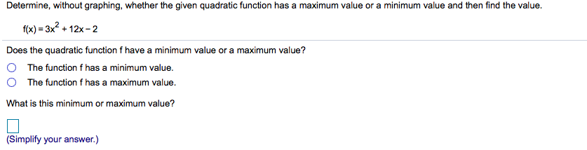 Solved Determine, without graphing, whether the given | Chegg.com