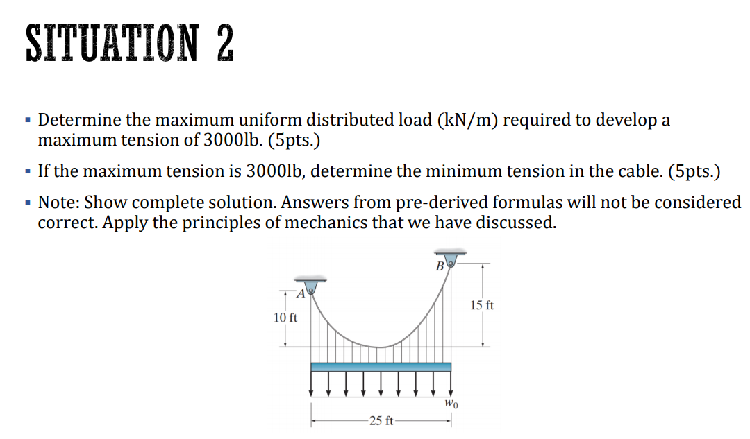 Solved SITUATION 2 • Determine the maximum uniform | Chegg.com