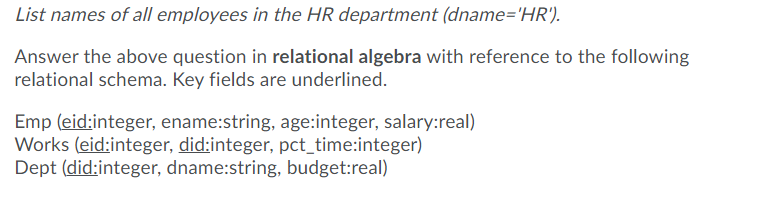 Solved List names of all employees in the HR department | Chegg.com