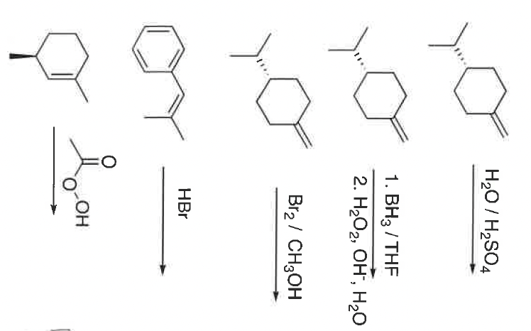 Solved H2O/H2SO4 2. H2O2,OH− 1. BH3/THF,H2O Br2/CH3OH | Chegg.com