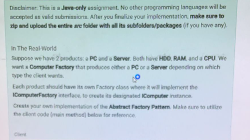 Solved Disclaimer: This is a Java-only assignment. No other | Chegg.com