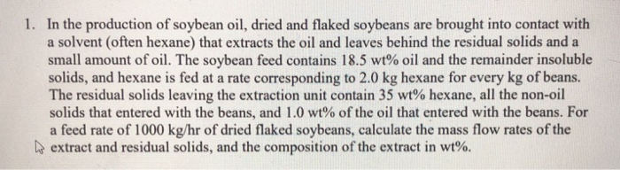 Solved 1. In the production of soybean oil, dried and flaked | Chegg.com