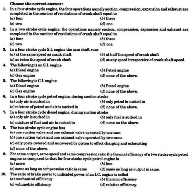 Solved Choose the correct answer: 1. In a four stroke cycle | Chegg.com