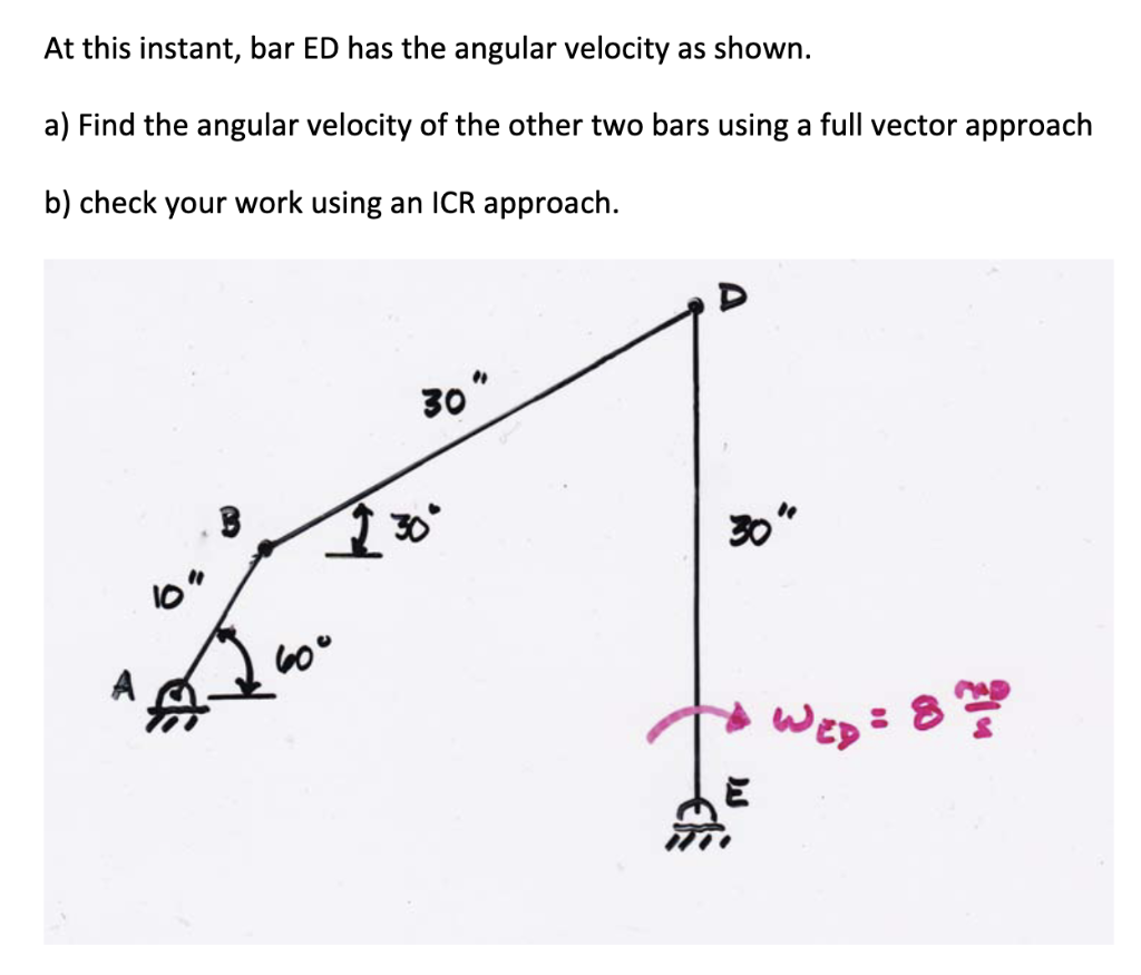 Solved At this instant, bar ED has the angular velocity as | Chegg.com