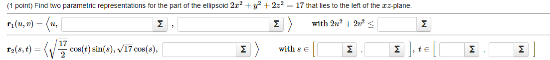 Solved (1 point) Find two parametric representations for the | Chegg.com