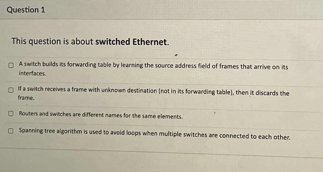 Solved Question 1This question is about switched Ethernet.A | Chegg.com