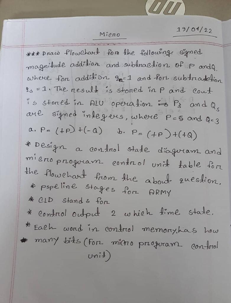 U 19/04/22 Micro b. P= *** Draw flowchart for the | Chegg.com