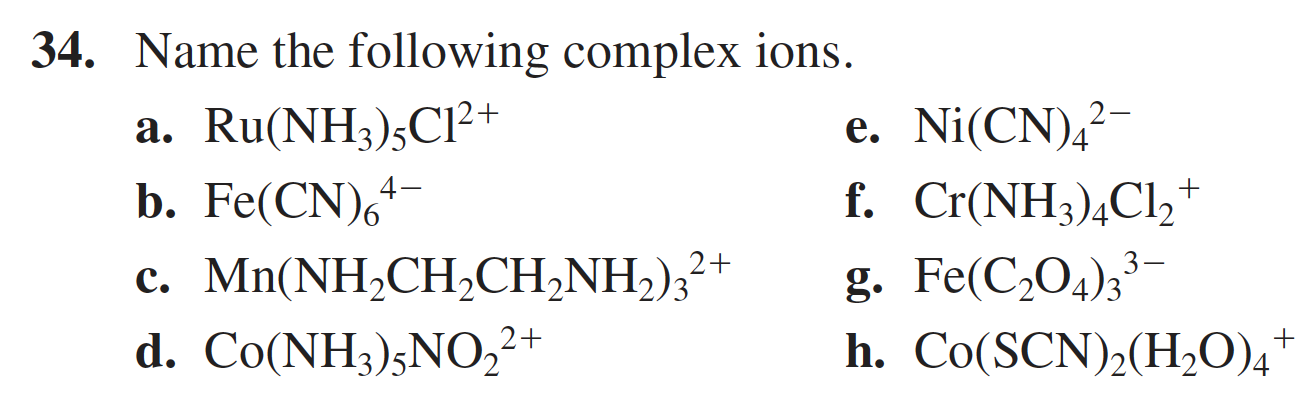 Solved Name the following complex ions.Name the following | Chegg.com