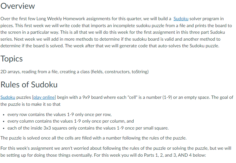 Solved Over the first few Long Weekly Homework assignments | Chegg.com
