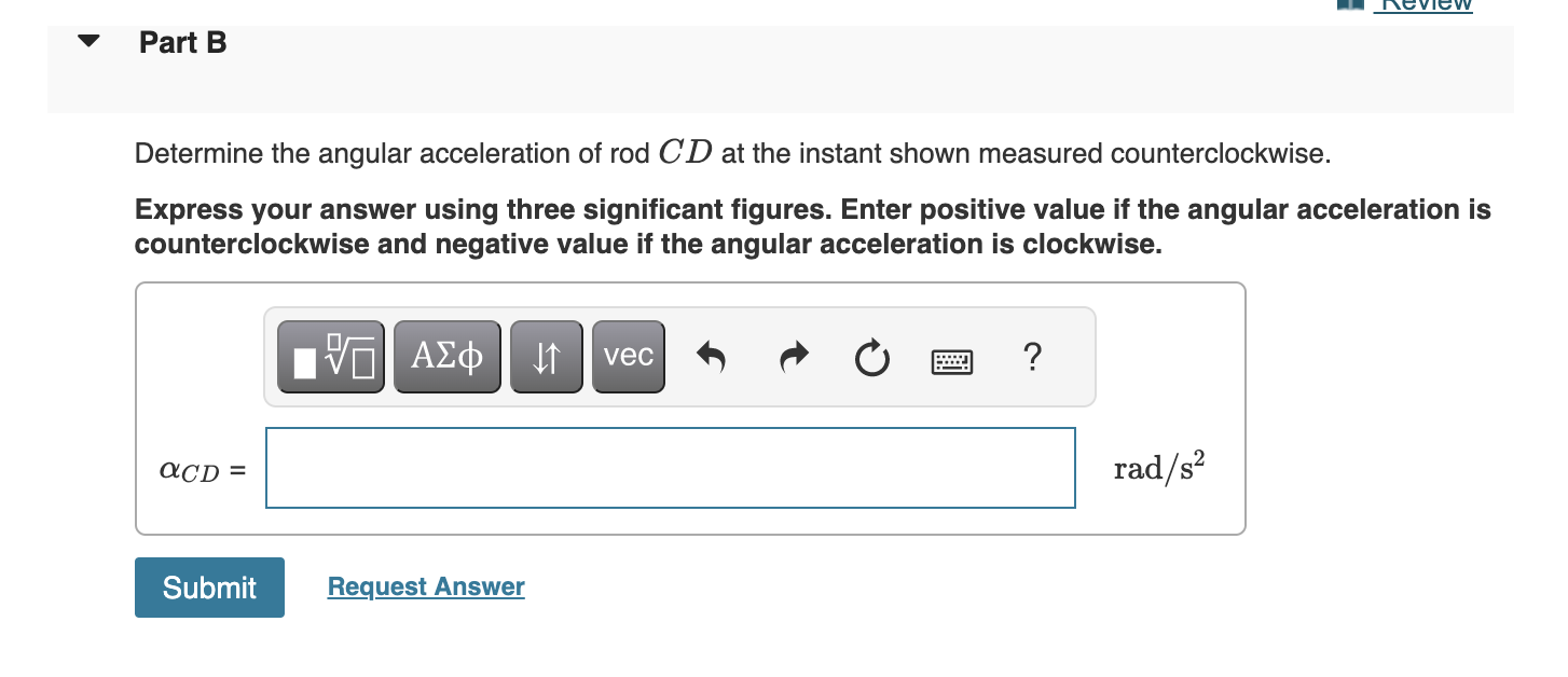Solved The collar C is pinned to rod CD while it slides on | Chegg.com