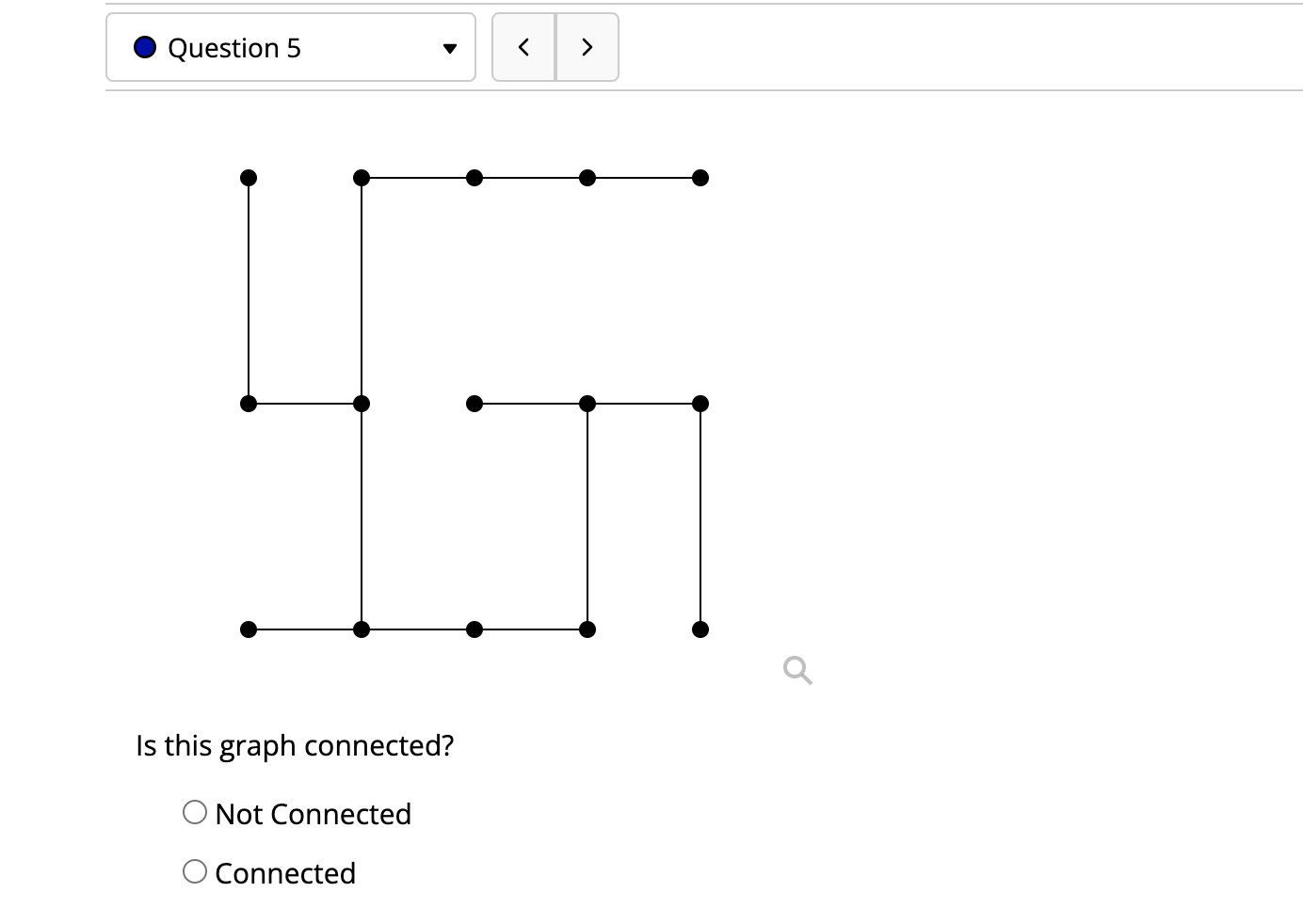Solved Question 5 Q Is this graph connected? O Not Connected | Chegg.com