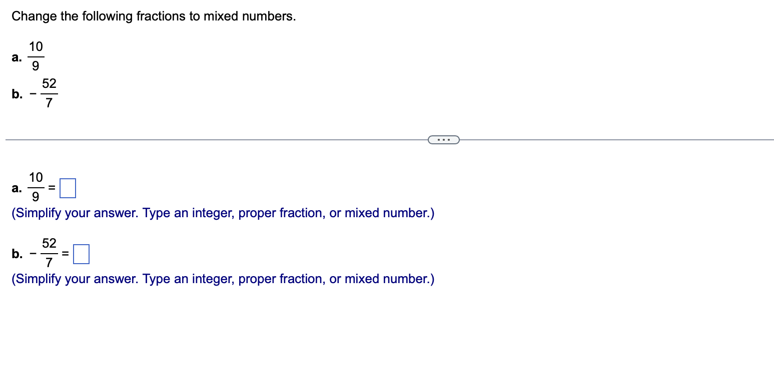 Solved Change the following fractions to mixed | Chegg.com