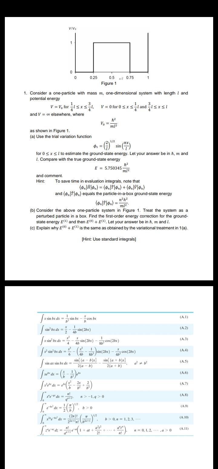 Solved 1. Consider a one-particle with mass m, | Chegg.com