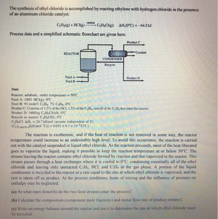 Solved The synthesis of ethyl chloride is accomplished by | Chegg.com