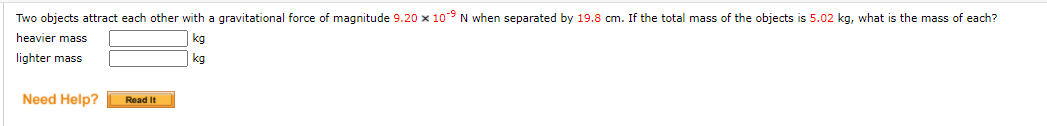Solved Two objects attract each other with a gravitational | Chegg.com