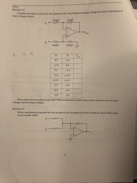 Solved Notes Question 14 Complete the table of input | Chegg.com