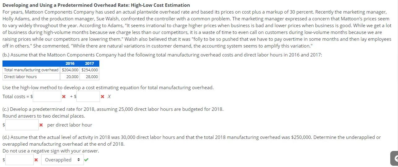 Solved Developing and using a Predetermined Overhead Rate: | Chegg.com