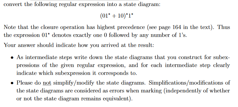 Solved convert the following regular expression into a state | Chegg.com