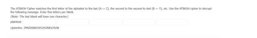 Solved The ATBASH Cipher matches the first letter of the | Chegg.com