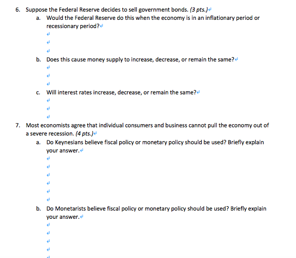 Solved 6. Suppose the Federal Reserve decides to sell | Chegg.com