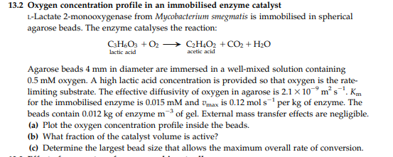 13.2 Oxygen concentration profile in an immobilised | Chegg.com