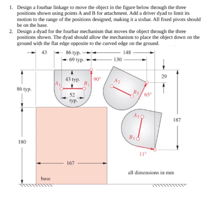 Solved 1. Design a fourbar linkage to move the object in the | Chegg.com