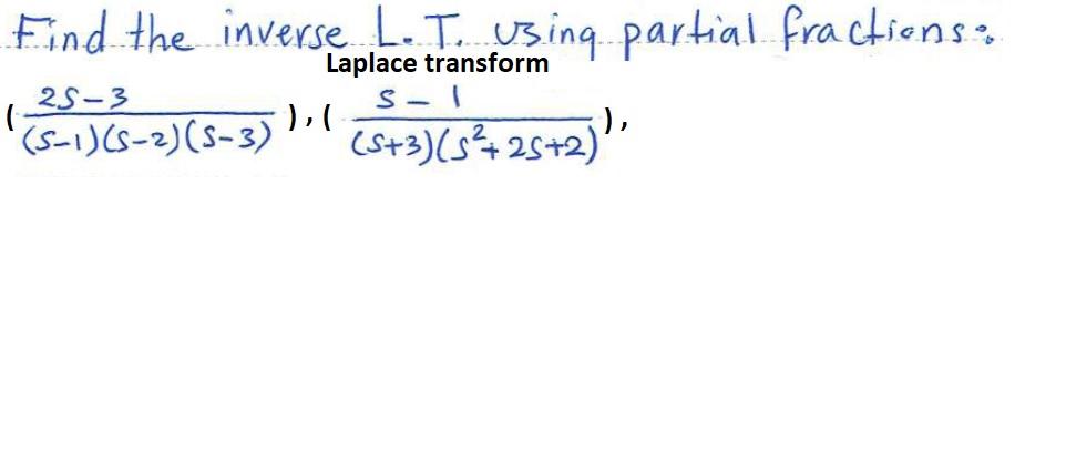 Solved Find the inverse L. Tusing partial fractions Laplace | Chegg.com