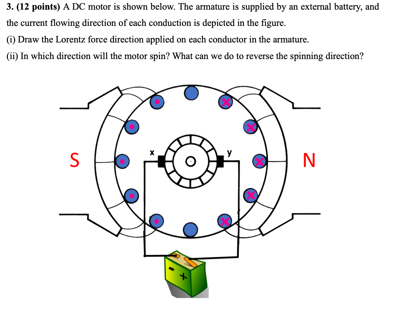 Solved 3. (12 ﻿points) ﻿A DC motor is shown below. The | Chegg.com