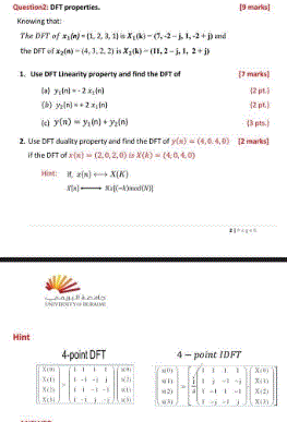 Question: DFT properties. Knowing that The DFT of in) | Chegg.com